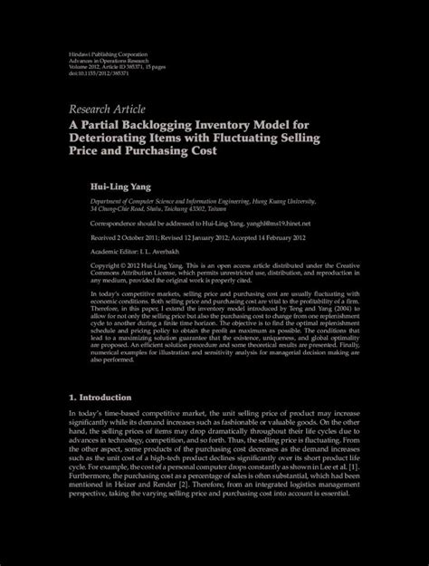pdf a partial backlogging inventory model for deteriorating items academic editor i l