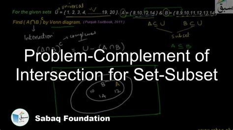 problem complement of intersection for set subset math lecture sabaq pk youtube
