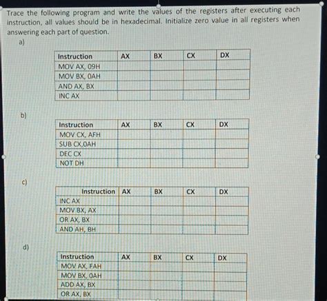 solved trace the following program and write the values of