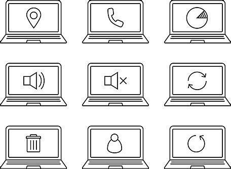 Laptops Linear Icons Set Concept Program Laptop Vector Concept