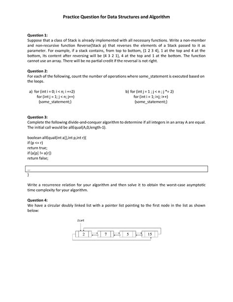 practice question for data structures and algorithm write a non member and non recursive