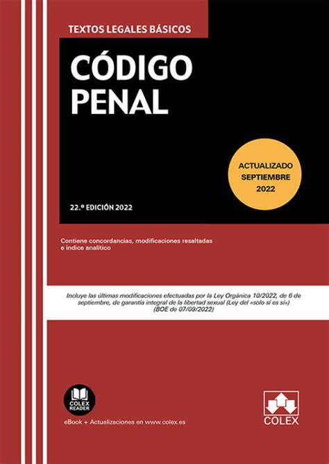 CODIGO PENAL ACTUALIZADO A SEPTIEMBRE 2022 VV AA Casa Del Libro
