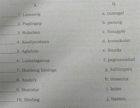 Panuto Hanapin Sa Hanay Ang Kahulugan Ng Mga Salitang Mobile Legends