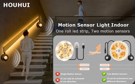 Houhui Dual Motion Sensor Light Indoor Under Bed Lights Ft Motion
