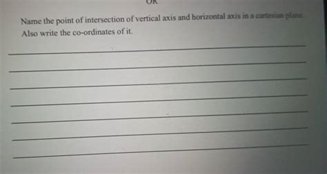name the point of intersection of vertical axis and horizontal axis in a