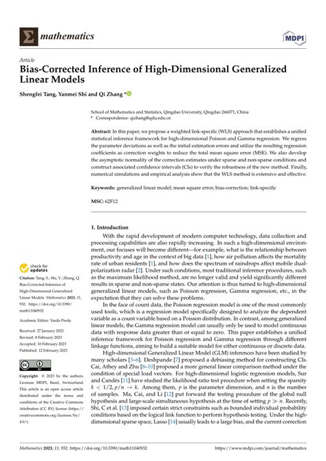 pdf bias corrected inference of high dimensional generalized linear models