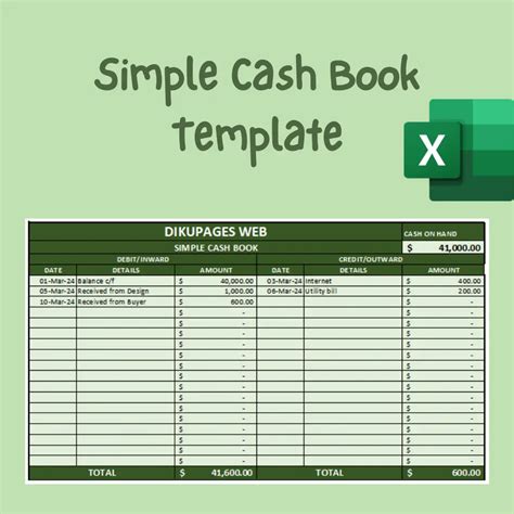 Simple Cash Book Excel Template Template Warriors