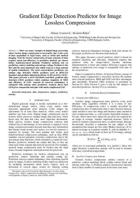 pdf gradient edge detection predictor for image lossless compression aleksej avramovic