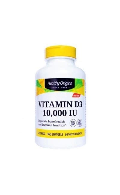 Vitamin D3 10 000 IU 360 Softgels HEALTHY Origins