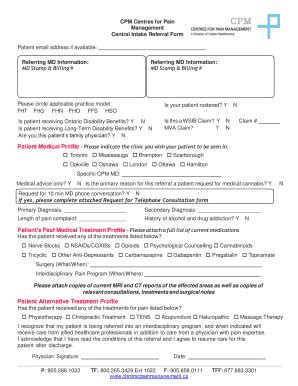 Fillable Online Chronicpainmanagement CPM Patient Referral Checklist