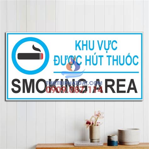 Biển chỉ dẫn khu vực được hút thuốc Smoking Area 15x30cm LH 0909 087 114