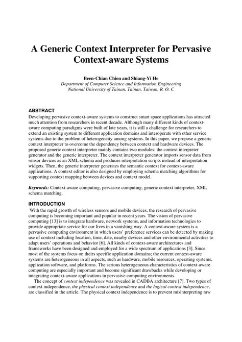 pdf a generic context interpreter for pervasive context aware systems