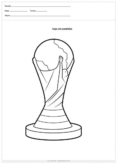 Atividade para colorir copa do mundo taça do campeão Ler e Aprender