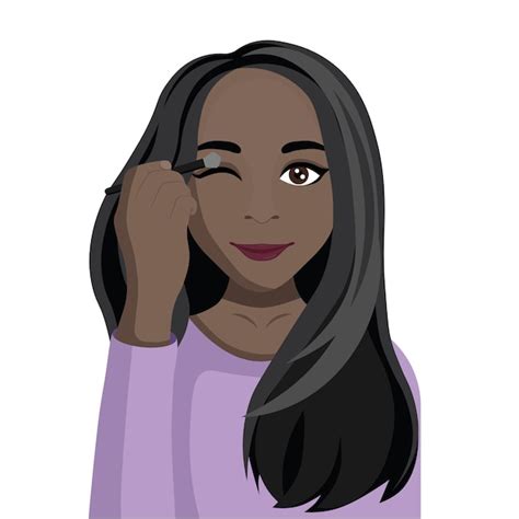Retrato De Uma Linda Garota De Pele Escura De Desenho Animado Que