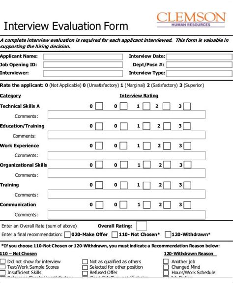 FREE 57 Evaluation Forms In MS Word Pages