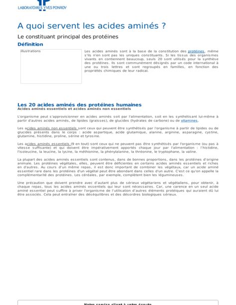 A quoi servent les acides aminés