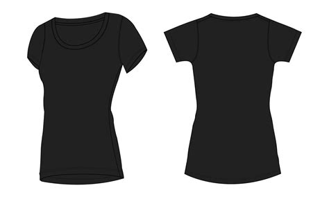 Short Sleeve Slim Fit T Shirt Technical Fashion Flat Sketch Vector
