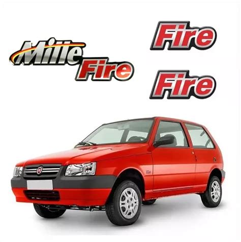 Kit Emblema Mille Fire Fiat Adesivo Resinado Parcelamento Sem Juros