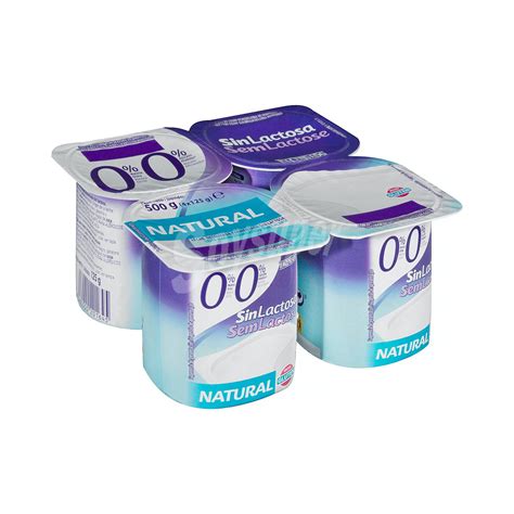 Hacendado Yogur Desnatado Natural Edulcorado Sin Lactosa Pack 4 X 125 G