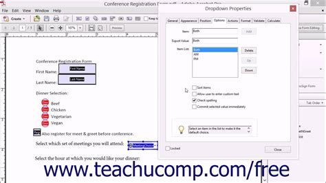 creating drop down and list boxes adobe acrobat xi training tutorial course youtube