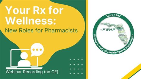 Your Rx For Wellness New Roles For Pharmacists FSHP Webinar YouTube