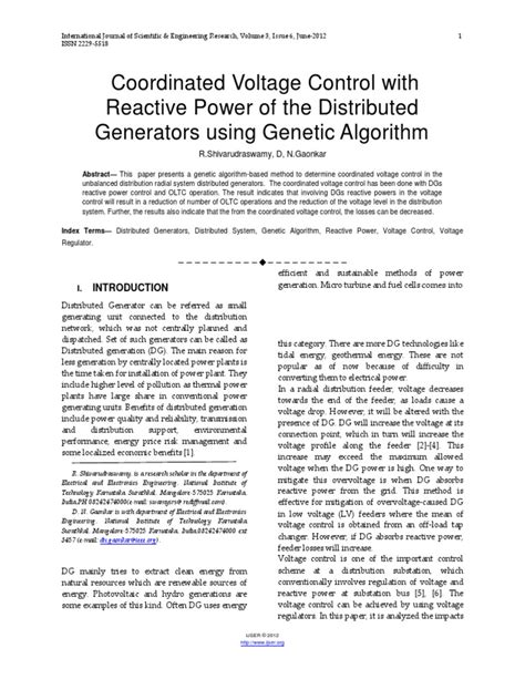 researchpaper coordinated voltage control with reactive power of the distributed generators