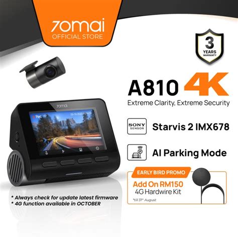 NEW LAUNCH 70mai A810 4K Dash Cam Dual Vision Car Recorder With GPS