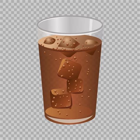 Un Vaso De Cola Con Cubitos De Hielo Sobre Fondo Transparente Vector