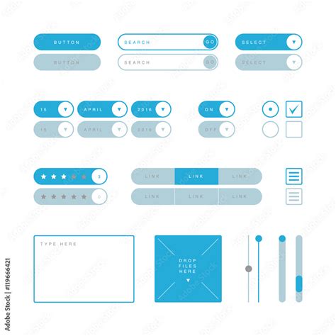 UI Design Elements Vector Button Search Field Selector Checkbox