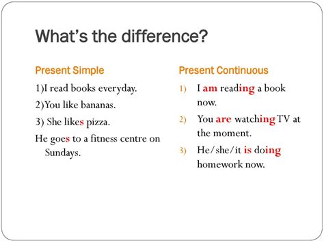 Differences Between Present Simple And Present Continuous