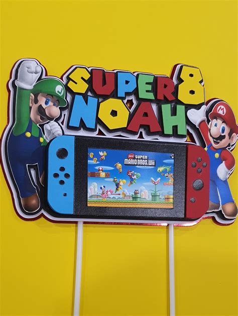 Personalizado Super Mario Bros Cake Topper 3D Con Nombre Y Etsy