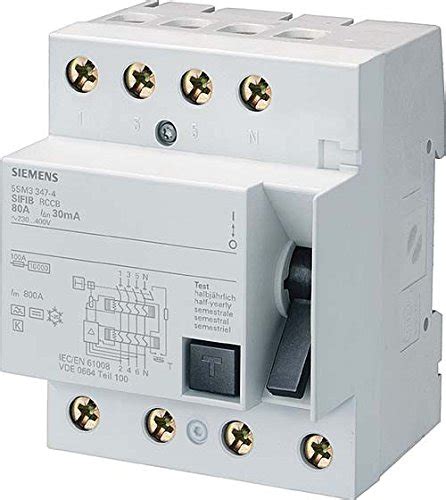 Siemens 5SM3344 4 FI Schutzschalter 4 Polig Typ B 40A 30mA 400V