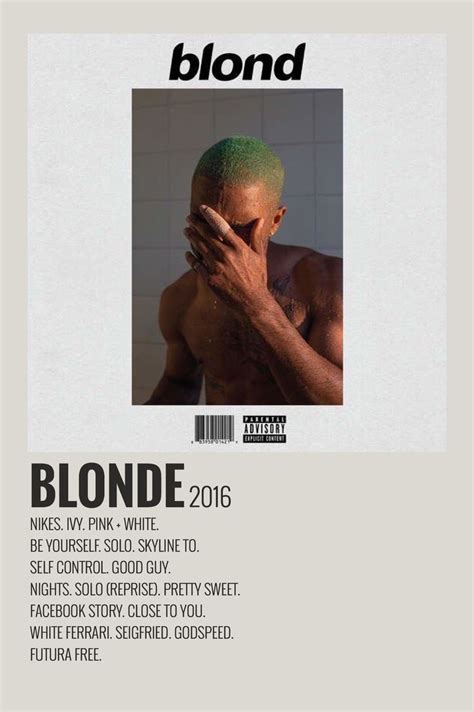 Alternative Minimalist Polaroid Music Album Poster Blonde By Frank