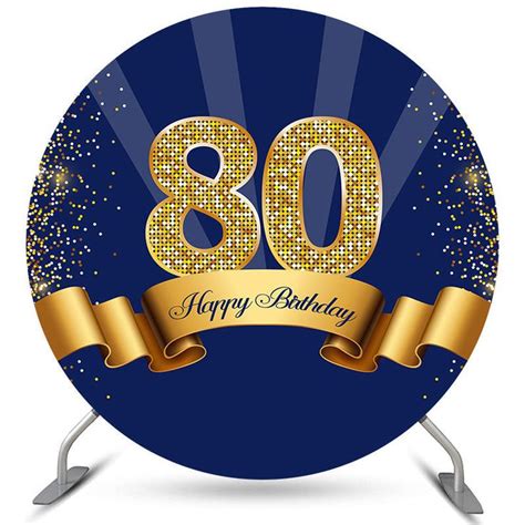 Circle Glitter Royal Blue Happy 80th Birthday Backdrop Lofaris