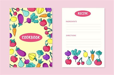Plantilla De Libro De Recetas Dibujada A Mano Vector Premium