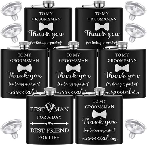 Amazon Lallisa 7 Pcs Groomsmen Flask Groomsmen 6Oz Stainless