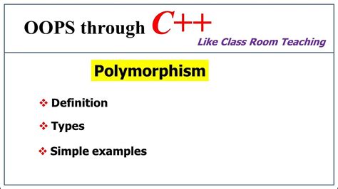 polymorphism introduction and types oops in c lec 30 bhanu priya youtube