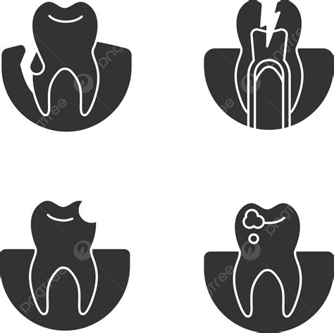 Dentistry Glyph Icons Set Logo Stomatology Black Vector Logo
