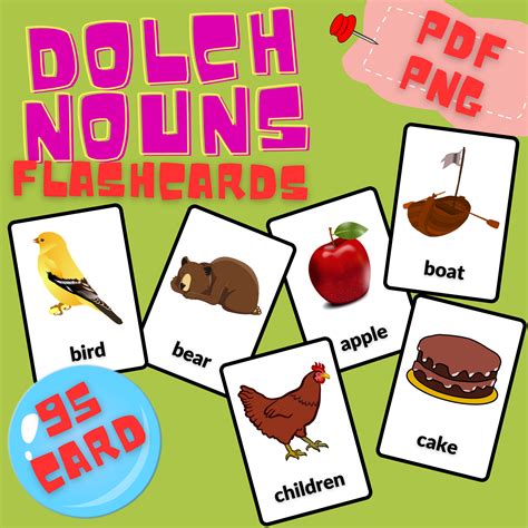Dolch Nouns ESL English Vocabulary Sight Words Flash Cards Speech