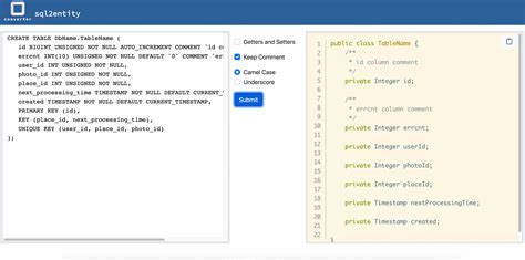Online Sql Schema To Entity Schema Tool