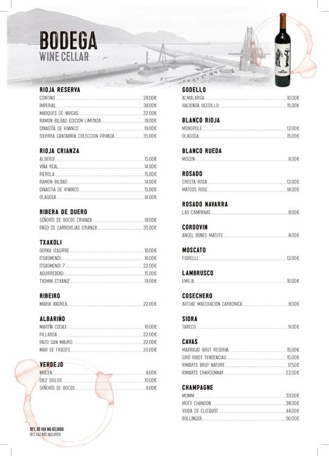 Carta De Restaurante Asador Txo Guecho Lugar Puerto Deportivo El Abra