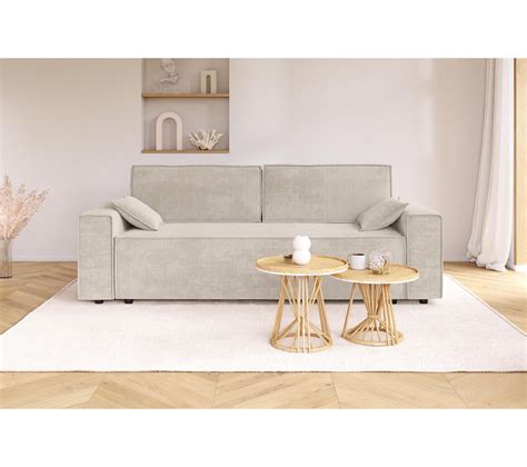 Canapé Droit Marius Convertible Velours Côtelé Beige Canapé BUT