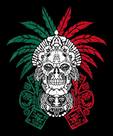Aztec Warrior Skeleton Drawing