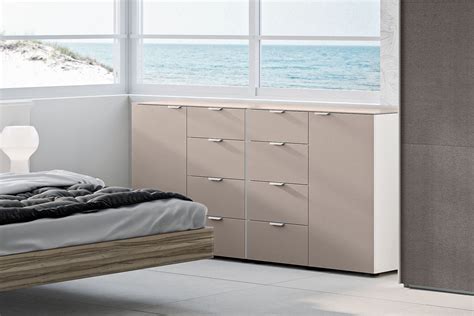 JUTZLER Kommode Typ 08 weiß Mattglas hellbraun Möbel Letz Ihr