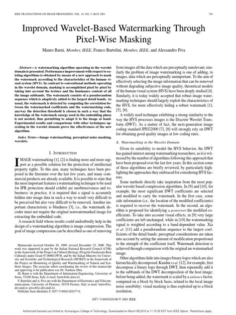 improved wavelet based watermarking through pdf data compression wavelet