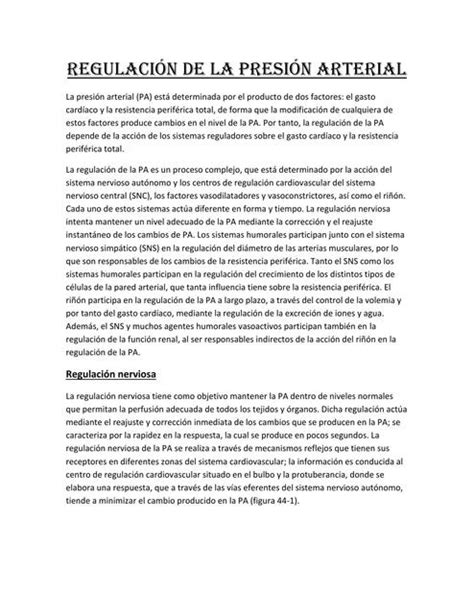 Regulación de la presión arterial Dhieggo uDocz
