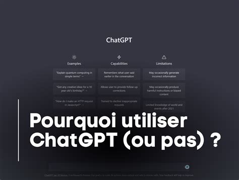 Pourquoi Utiliser ChatGPT Ou Pas