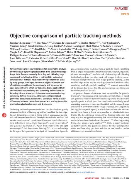pdf objective comparison of particle tracking methods c kervrann