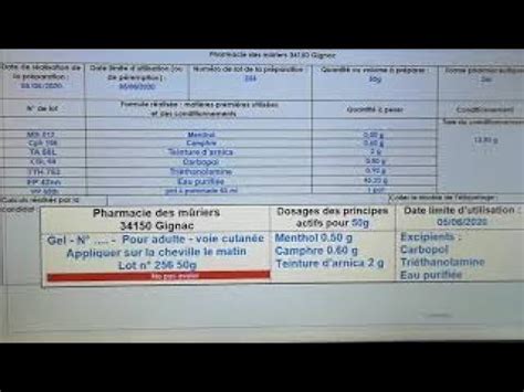 La fiche de fabrication Bp préparateur en pharmacie TP YouTube