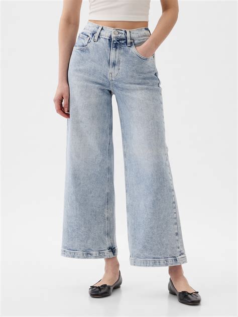 High Rise Stride Wide Leg Ankle Jeans Gap